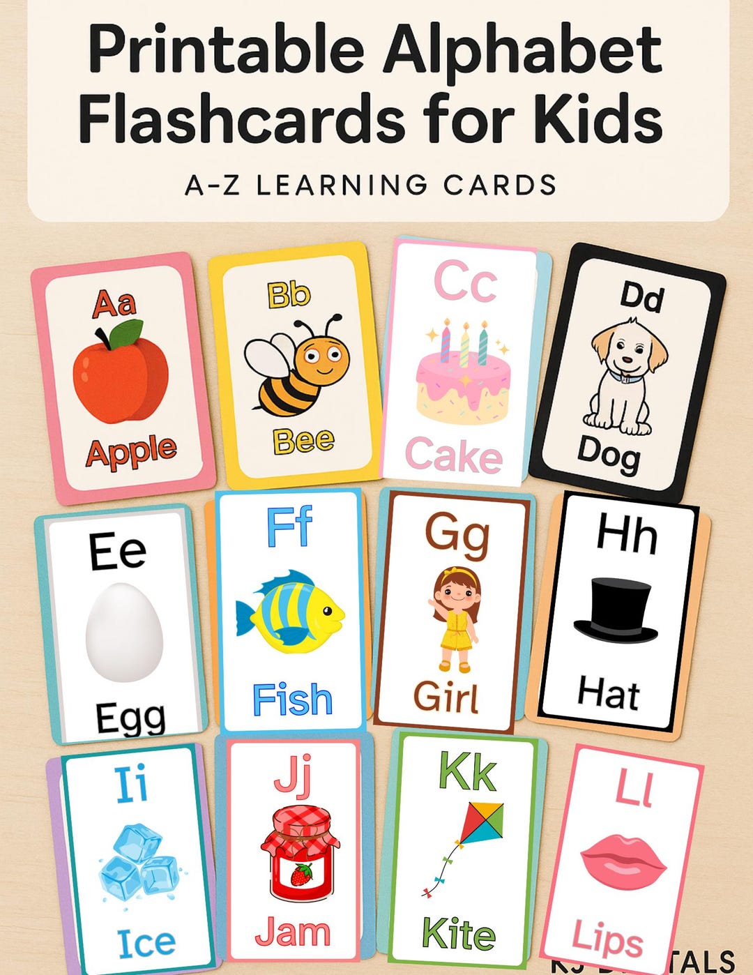 Printable Alphabet Flashcards: A-Z Learning Cards (digital Download) - Etsy
