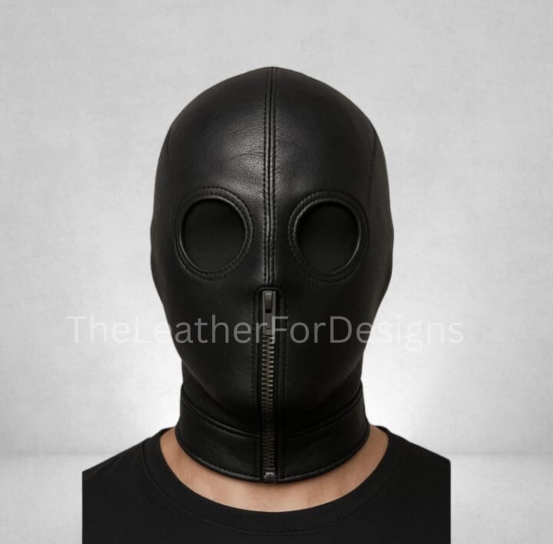Handmade Black Leather Full Head Mask – Zipper Cosplay Costume - Etsy