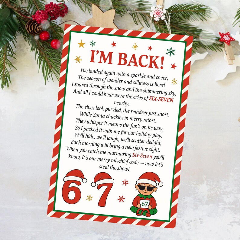 67 We're Back Elf Letter, 6 7 Elf Arrival Letter, Six Seven Trending ...