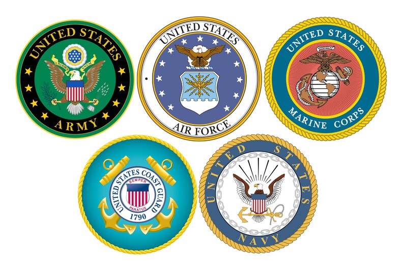 US Military Logos: Army, Navy, Air Force, Marine Corps, Coast Guard ...