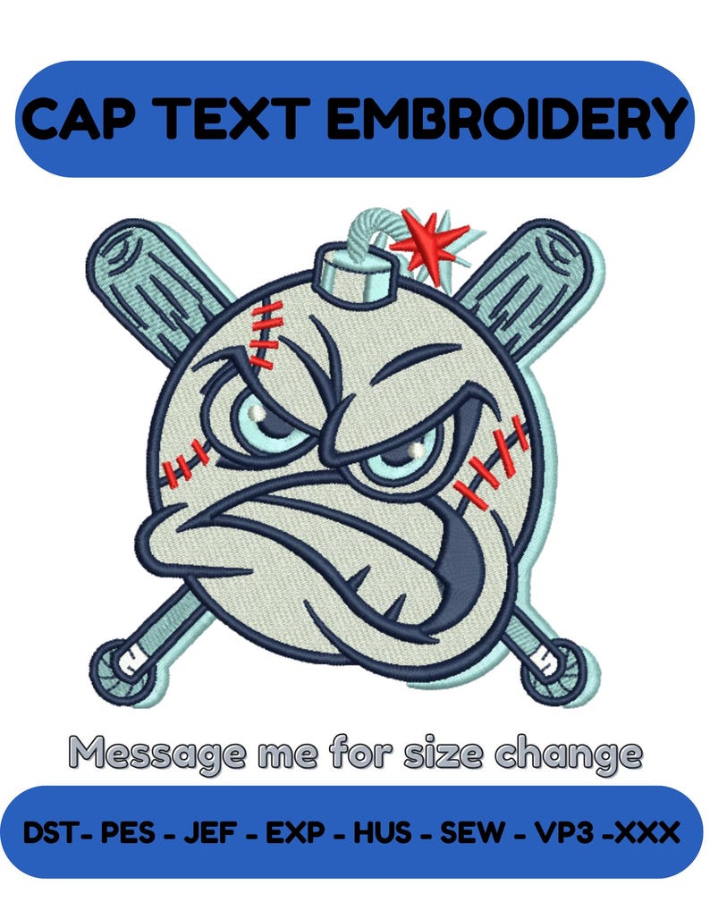 Crossed Bat Baseball Design - Cap Size - Machine Embroidery File - Etsy