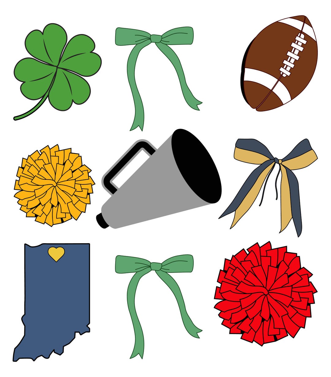 Cheerleading Clipart Bundle: Bow, Pom Poms, Megaphone (PNG SVG PDF) - Etsy