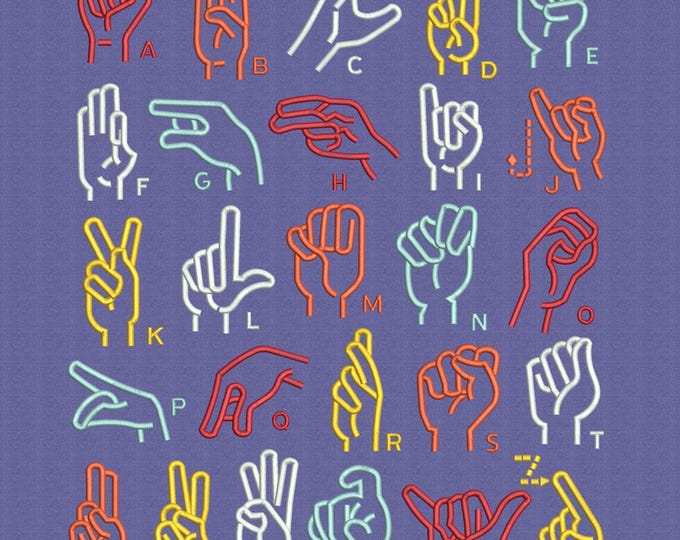 Sign Language Alphabet Machine Embroidery Designs - 3 Sizes - Etsy Canada