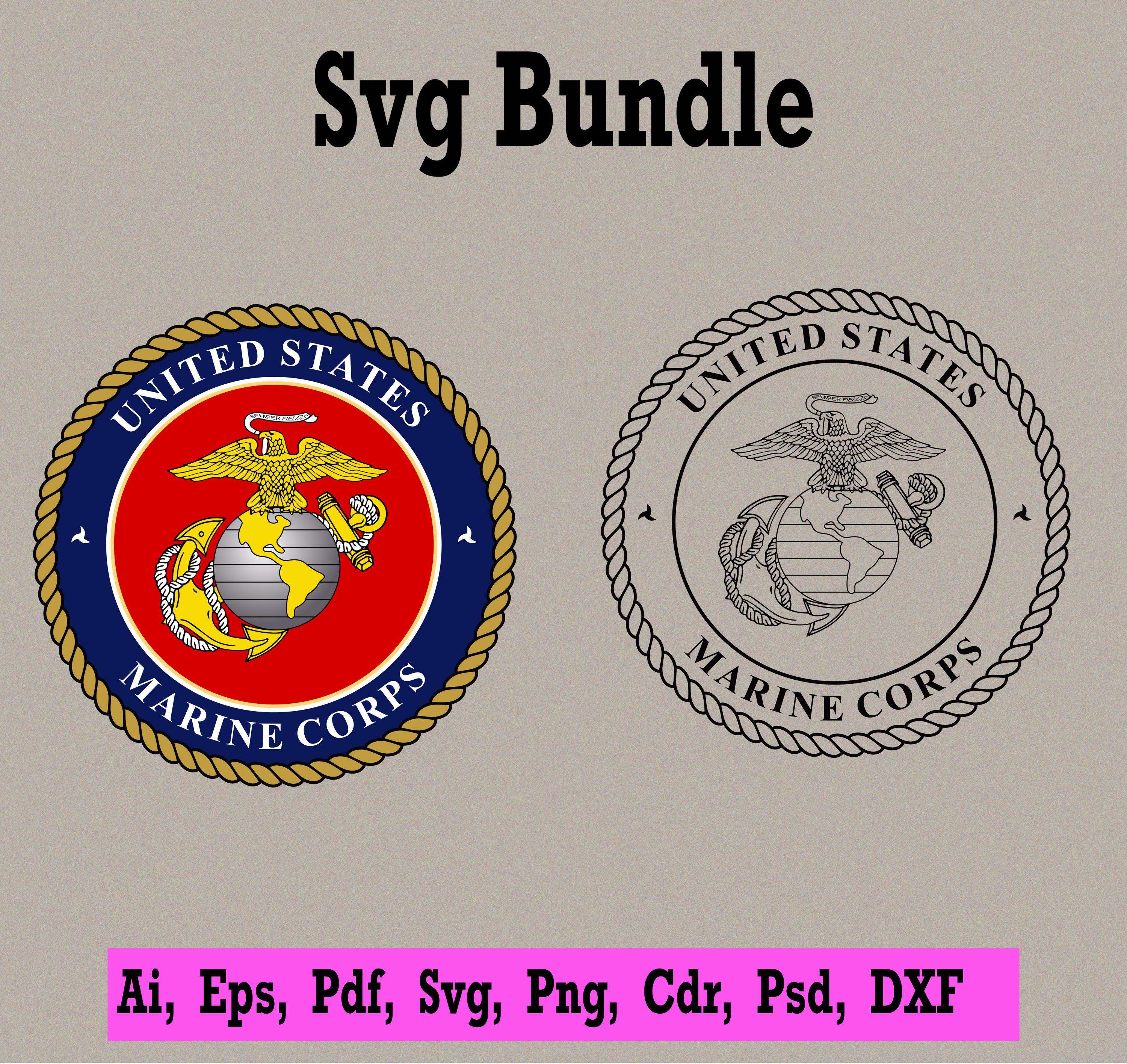 Military Rope Border Eagle Globe Anchor Emblem | Patriotic Crest and ...