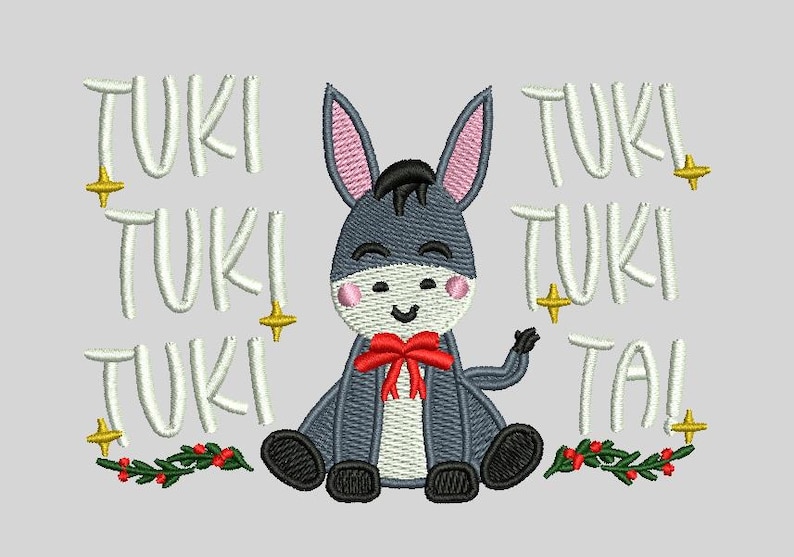 Cute Donkey Tuki Tuki Embroidery Design – Christmas Donkey Pattern ...