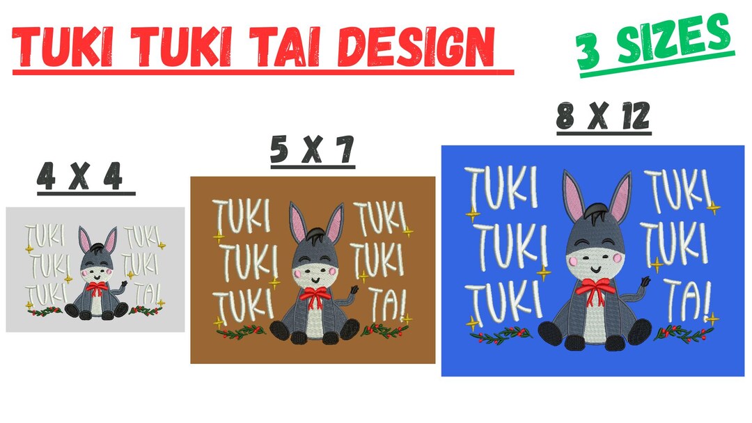 Cute Donkey Tuki Tuki Embroidery Design – Christmas Donkey Pattern ...
