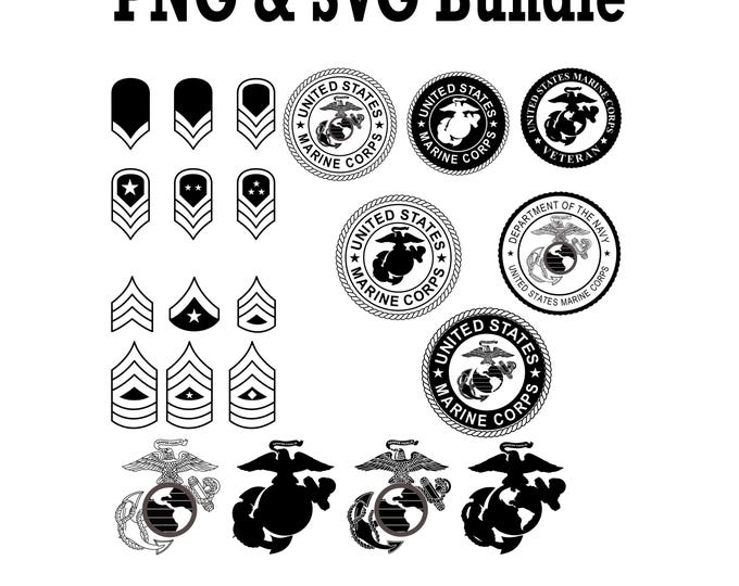 USMC Marine Corps Rank Insignia Chevrons, All Colors, Digital Vector ...