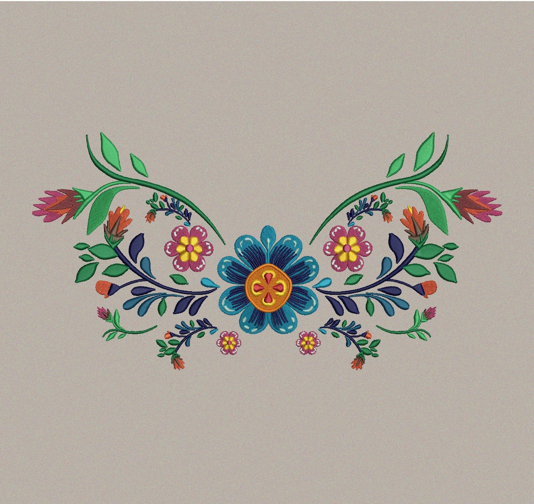 Colorful Folk Flower Embroidery Pattern (PES, DST, JEF) - Etsy