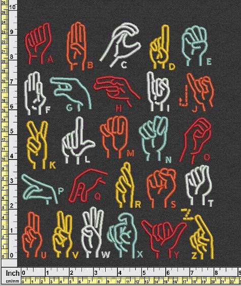 ASL Alphabet Embroidery Design - American Sign Language Machine ...