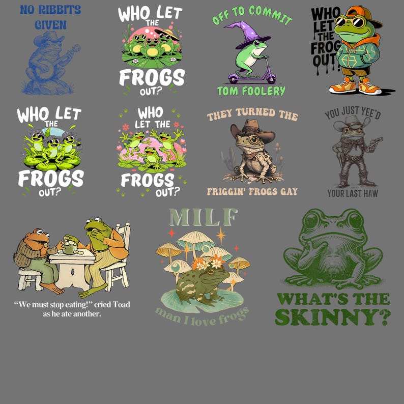 Vintage Frog Meme PNG, Slay Cute Animal Humor Clipart, Digital Download ...