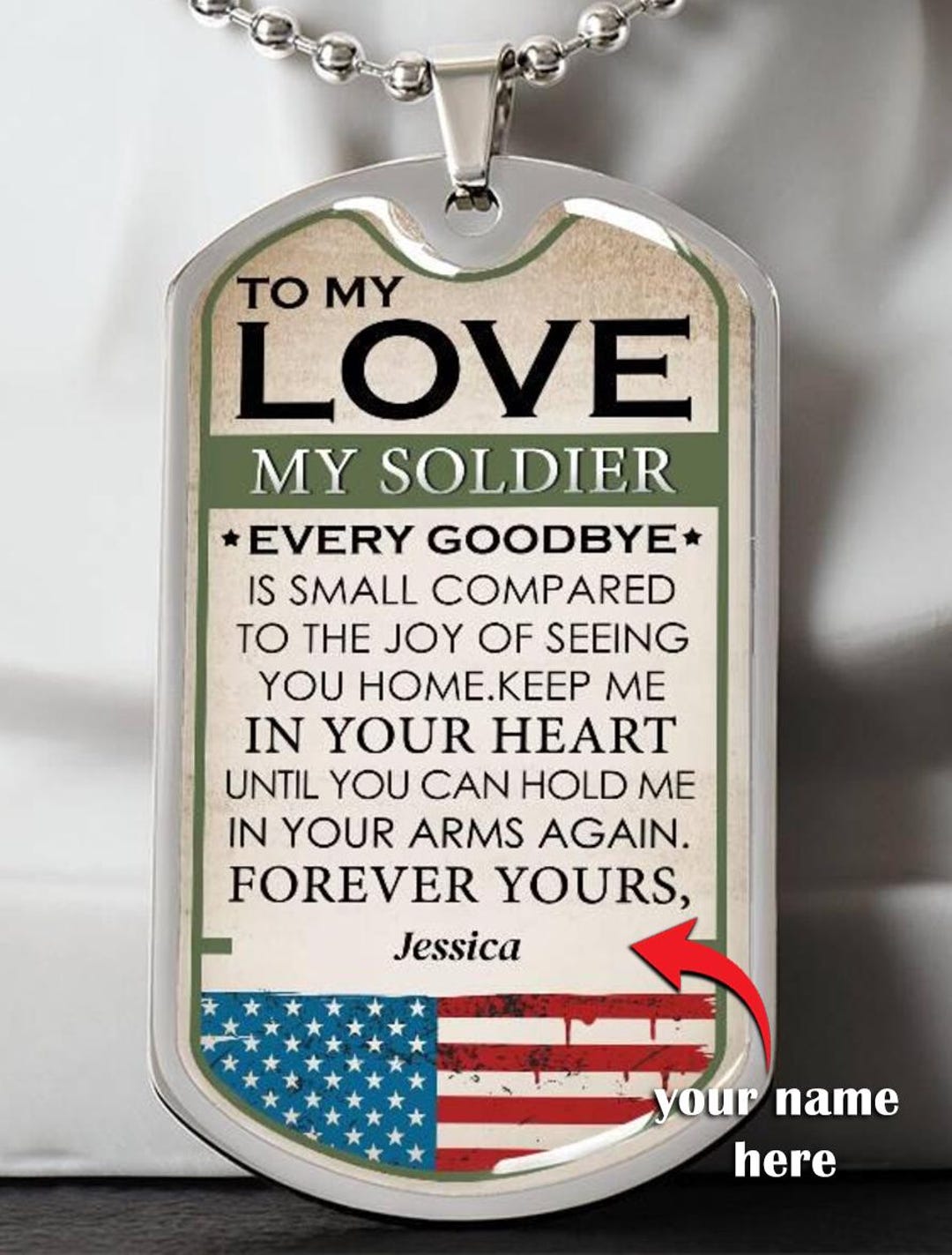 Personalized Military Dog Tag • Custom Army Necklace • Deployment Gift ...