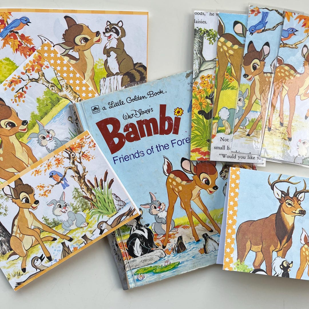 Vintage Little Golden Book Bambi Cards and Bookmarks - Etsy