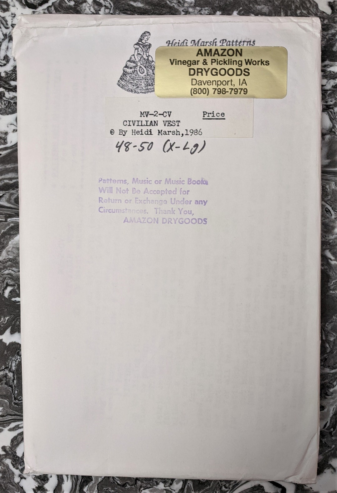 Civil War Vest Pattern - Heidi Marsh MV-2-CV - Men's Size 48-50 - Etsy