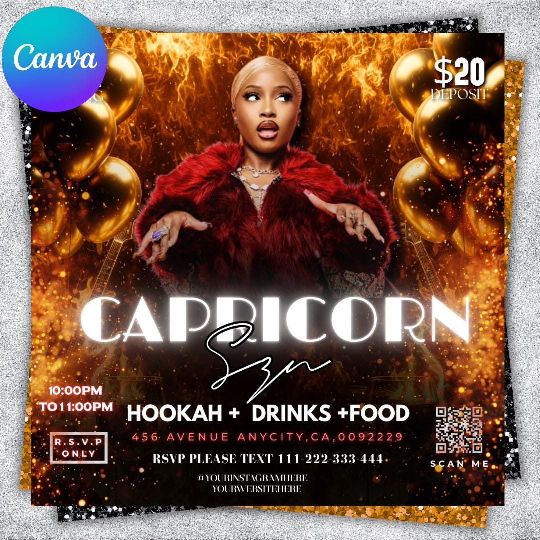 Capricorn Birthday Flyer, Capricorn Nightclub Birthday Flyer, Capricorn ...