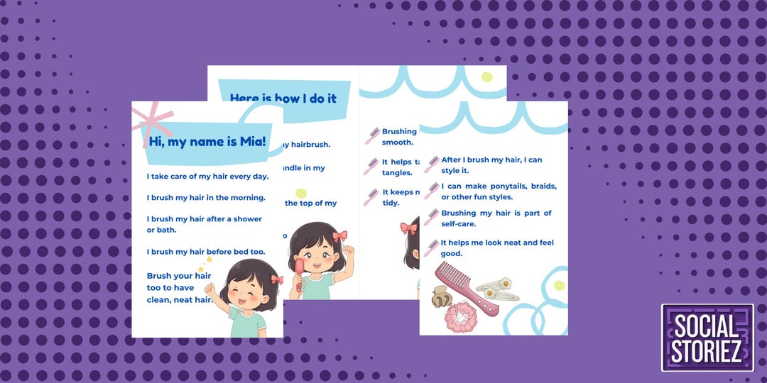 Personal Hygiene Social Story: Brushing Hair; Special Education, Autism ...