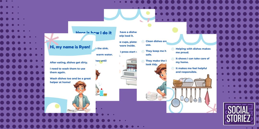 Household Skills Social Story: Washing Dishes; Life Skills, Special ...