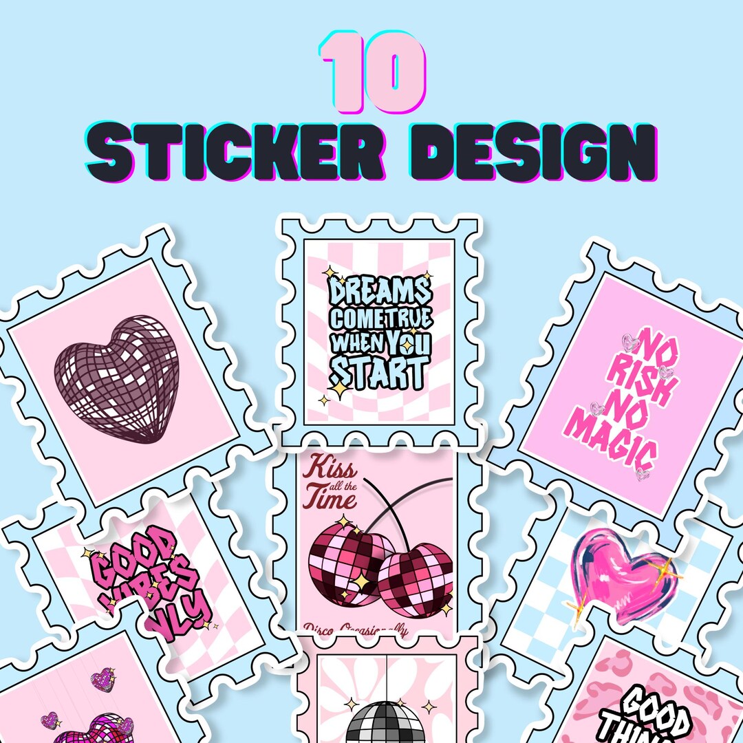 Stamp Style Sticker Set | Planner Stickers (digital Download - Etsy