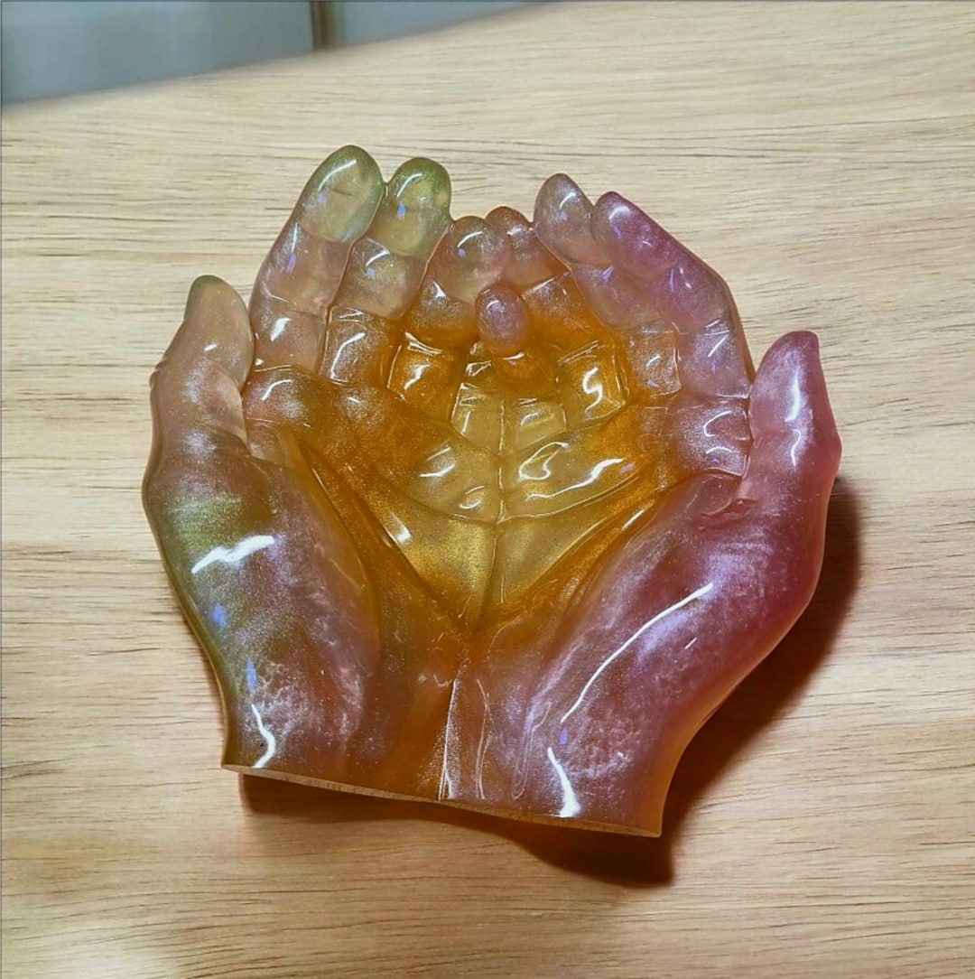 Handcrafted Cupped Hands Resin Bowl - Unique Jewelry Holder or ...