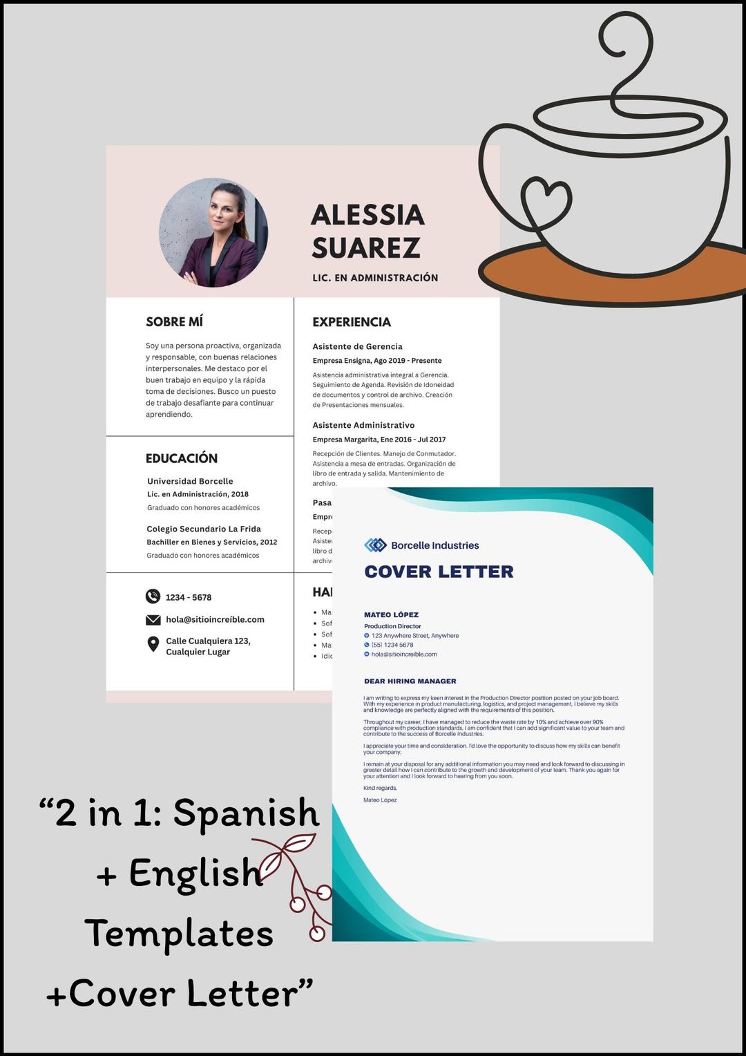 Bilingual CV Template + Cover Letter (spanish/english) | Editable Word ...