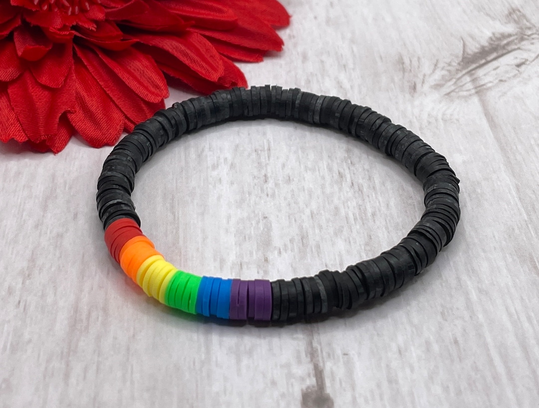 LGBTQ Pride Bracelet, Gay Pride Bracelet, Heishi Beads, Clay Beads, Rainbow, Handmade, New - Etsy