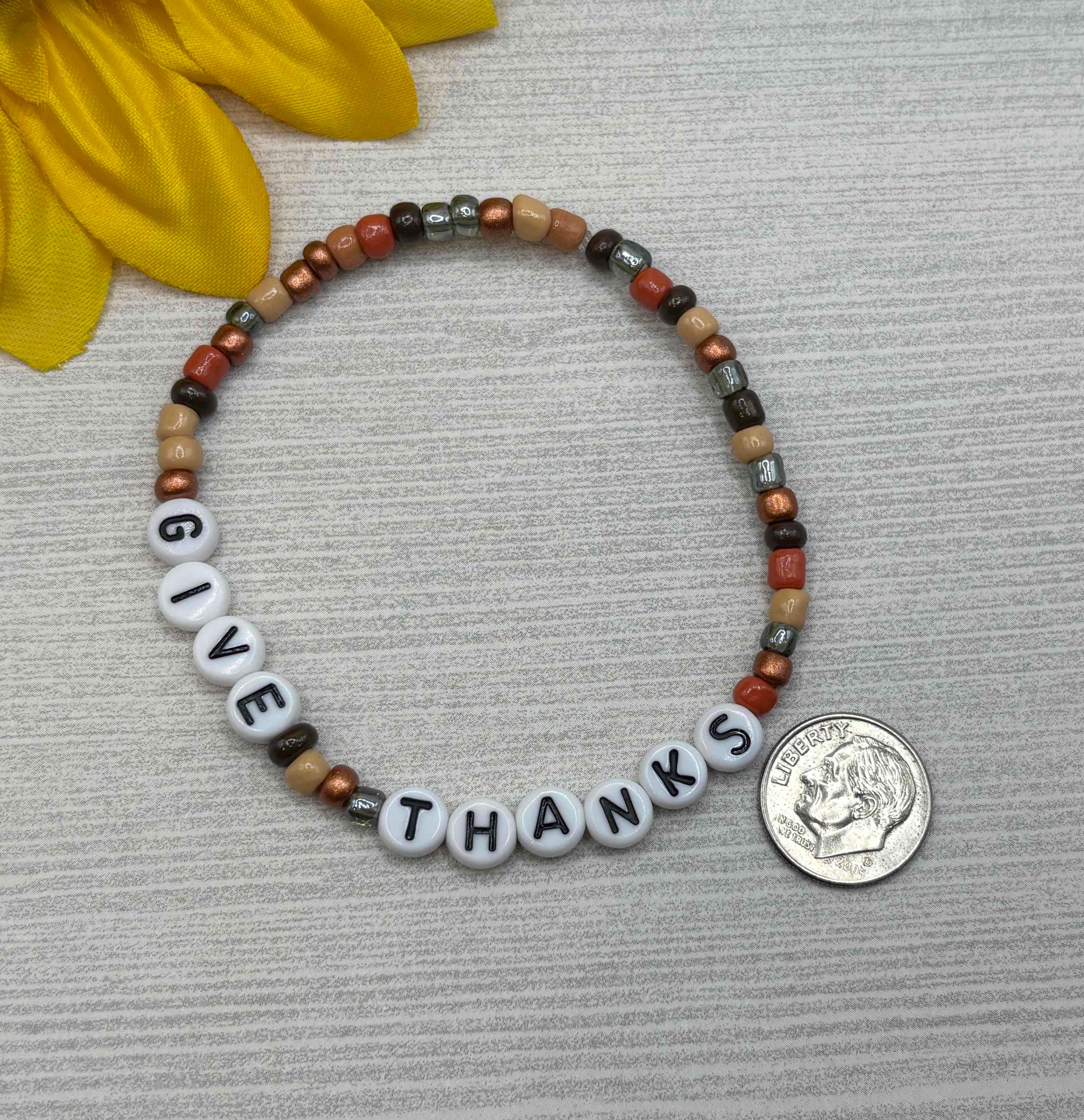 Thanksgiving Beaded Bracelet, Give Thanks Bracelet, Seed Bead Bracelet ...