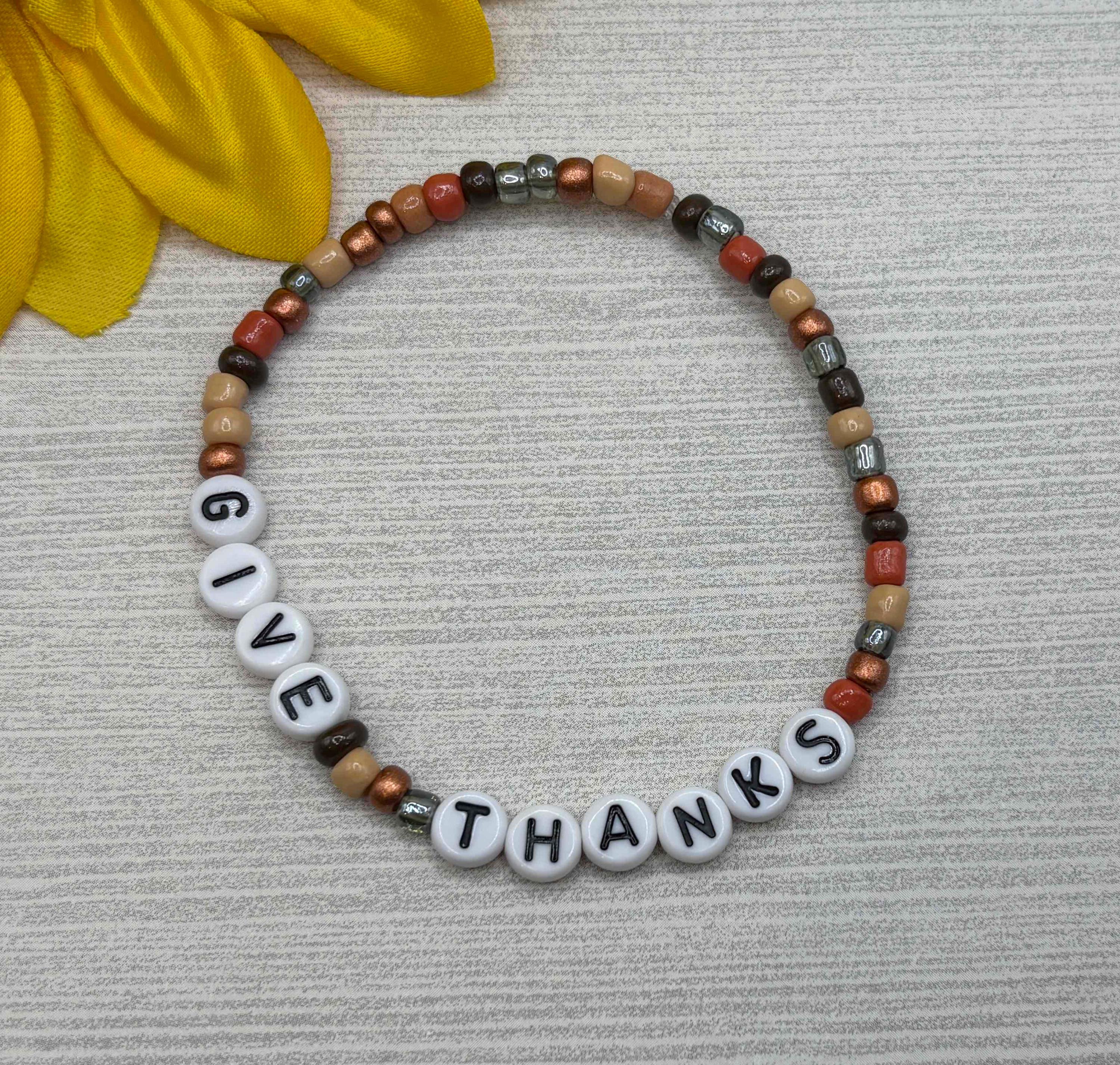 Thanksgiving Beaded Bracelet, Give Thanks Bracelet, Seed Bead Bracelet ...