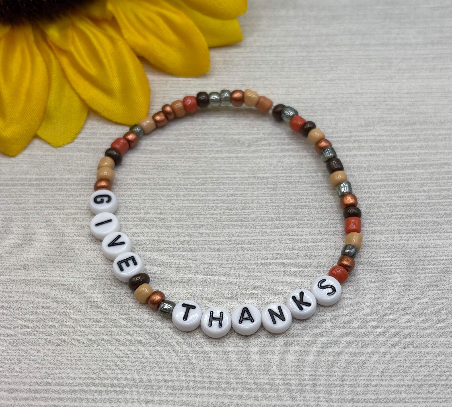 Thanksgiving Beaded Bracelet, Give Thanks Bracelet, Seed Bead Bracelet ...