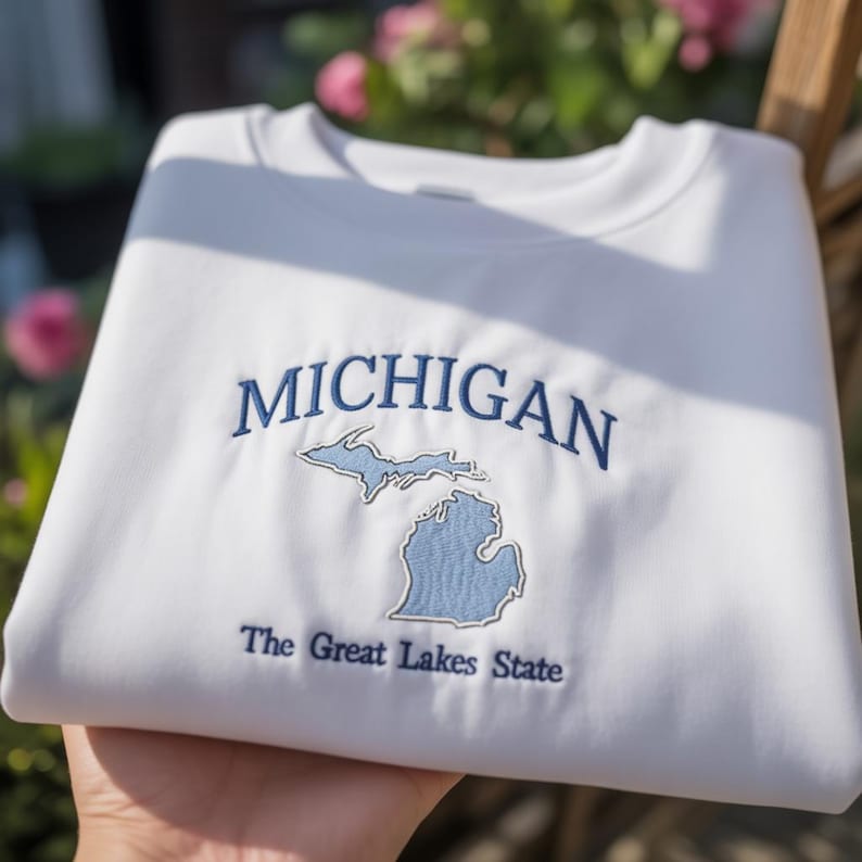 Michigan Embroidered Sweatshirt, the Great Lakes State Apparel ...