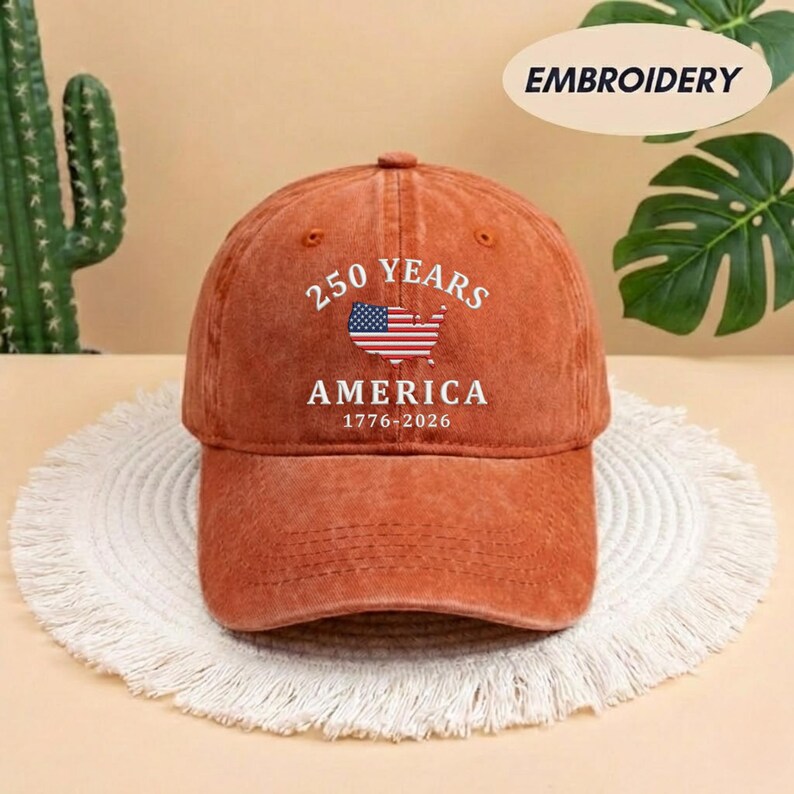 250th USA Map Flag Embroidered Cap, Semiquincentennial Gift, America ...