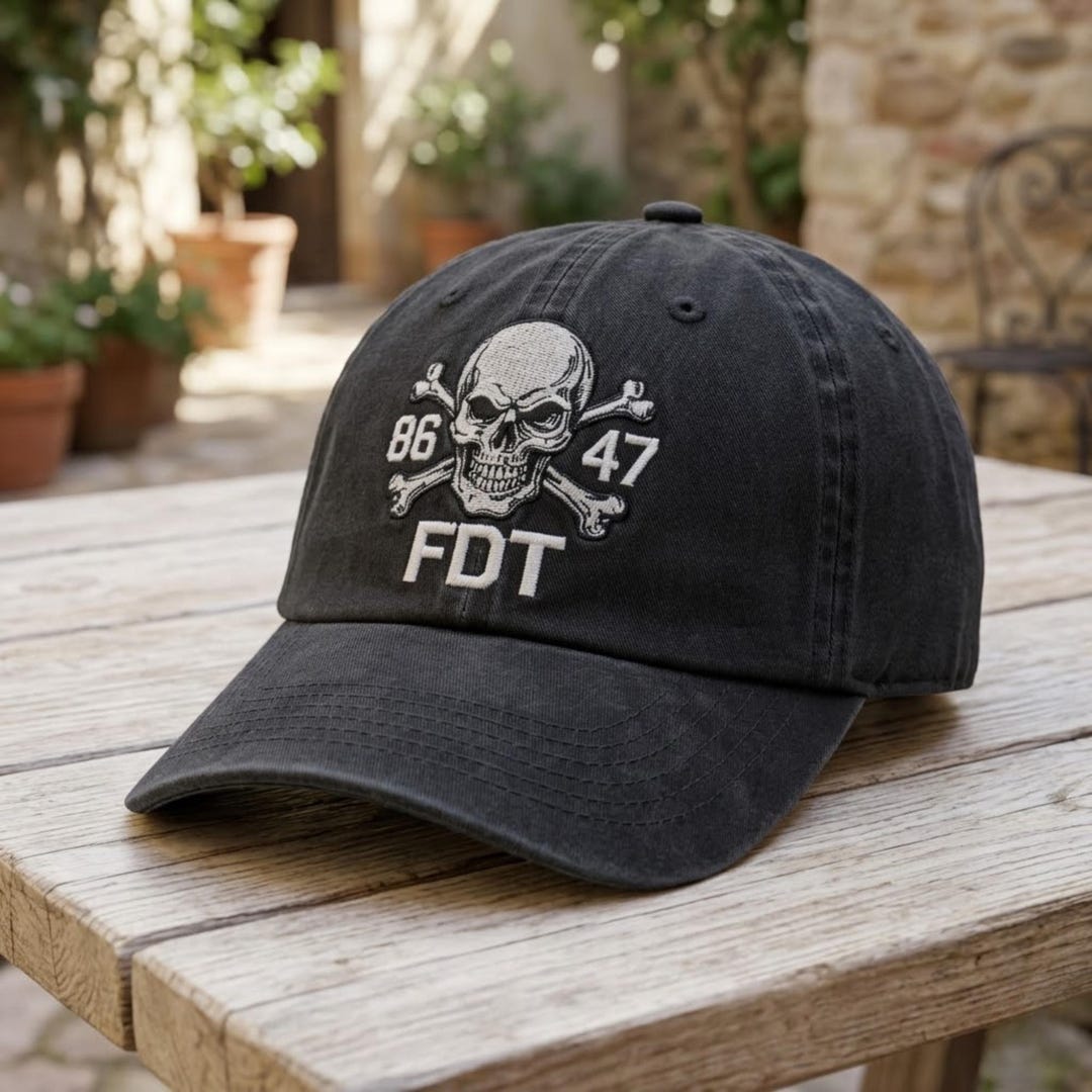 Skull Crossbones 8647 FDT Hat, Embroidered Sarcastic Political Cap ...