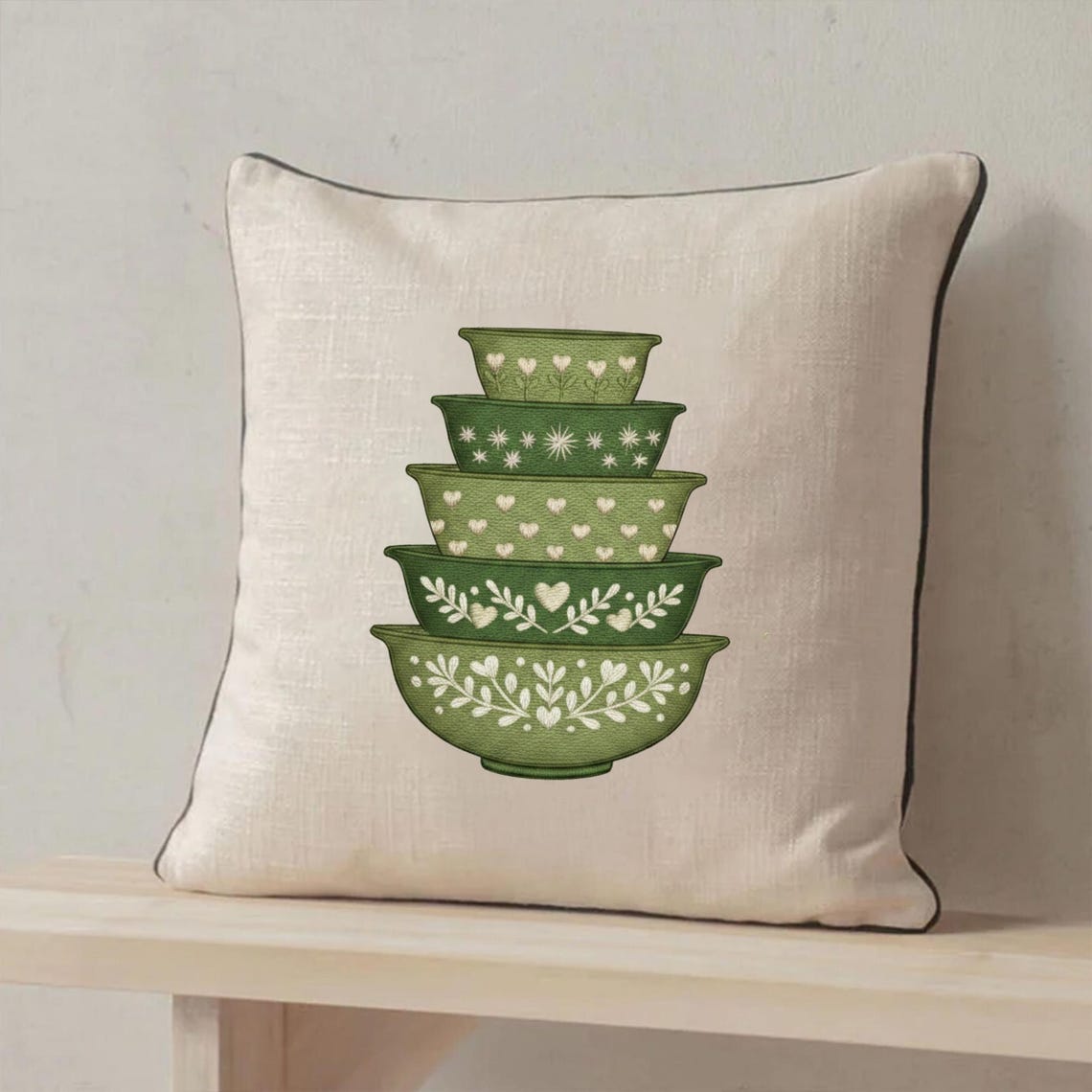 Pyrex Colonial Mist Bowls Embroidery Design, Vintage Kitchen (digital ...