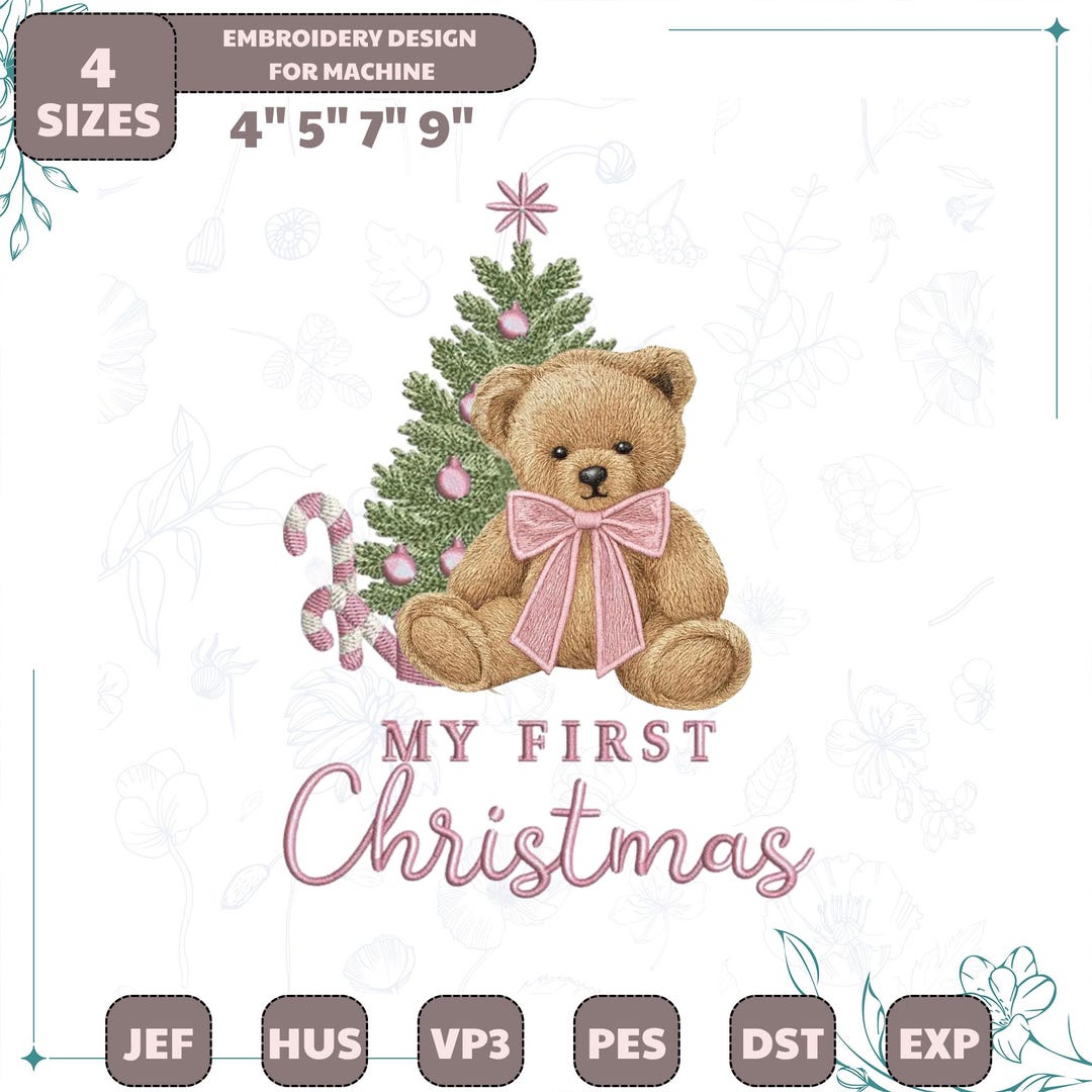 1st Christmas Embroidery Design, Baby Boys, Baby Girls Machine ...