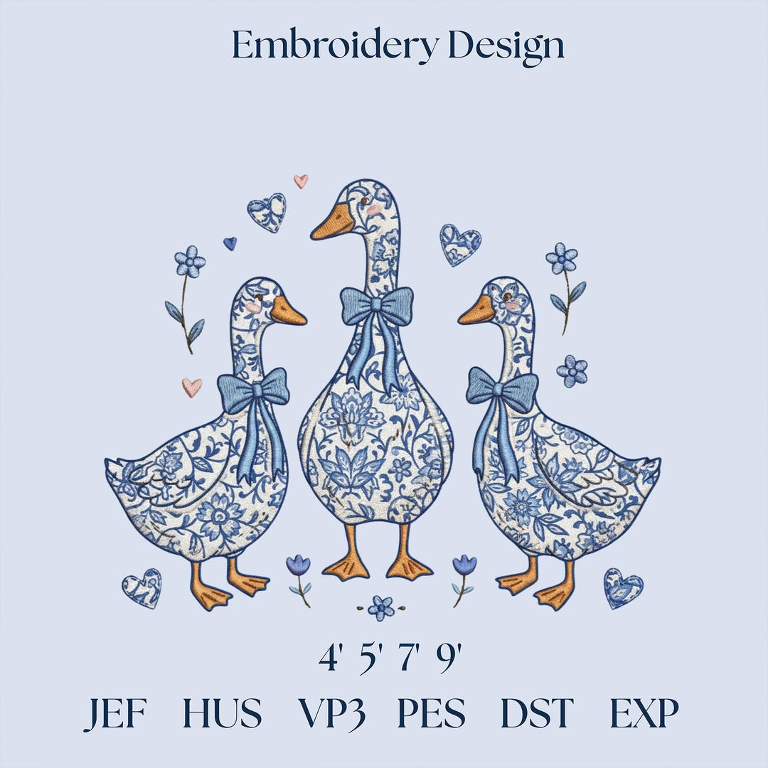 Thrifted Geese Appliqué Embroidery Design File, Vintage Grandma Geese ...