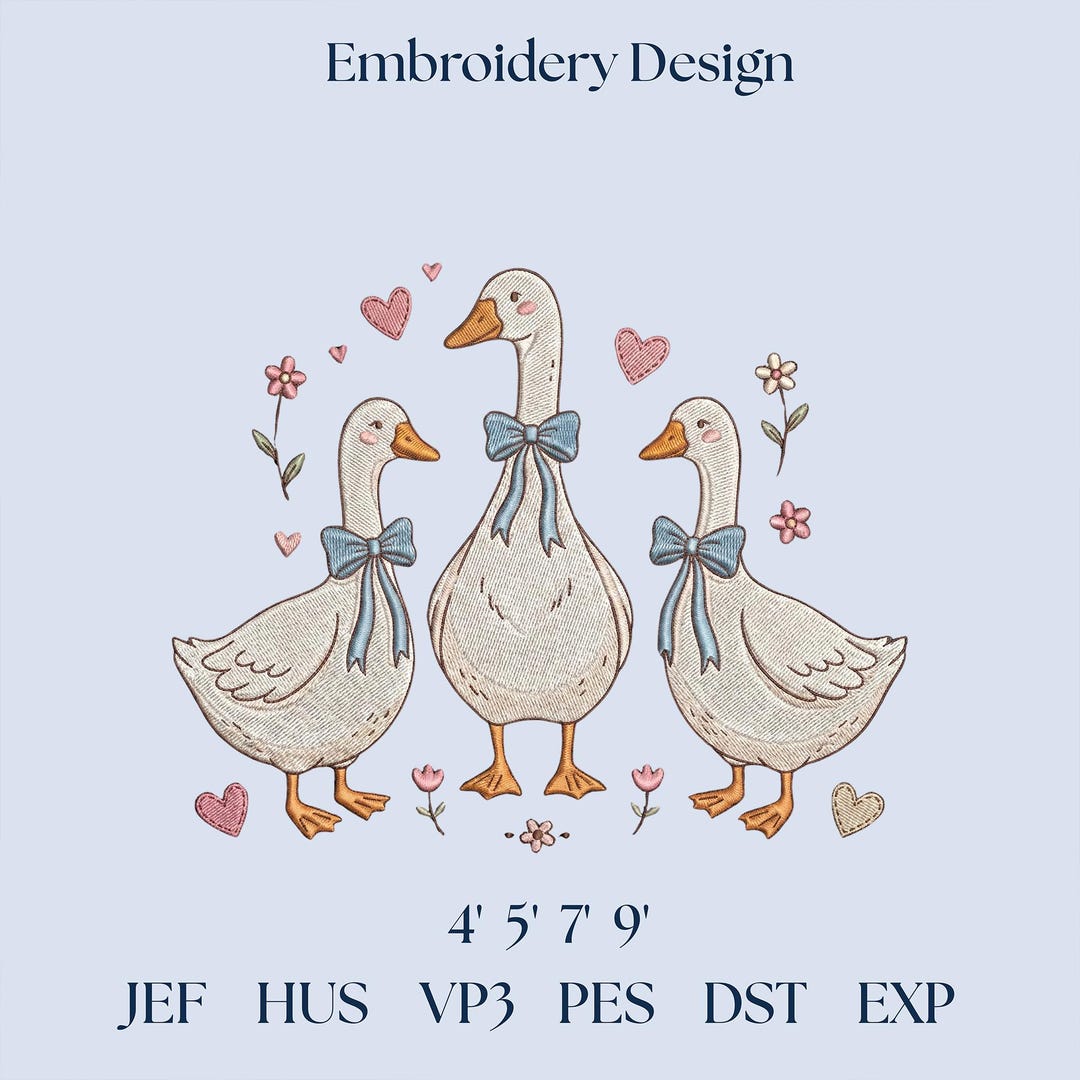 Thrifted Geese Embroidery Design File, Vintage Grandma Geese Design ...