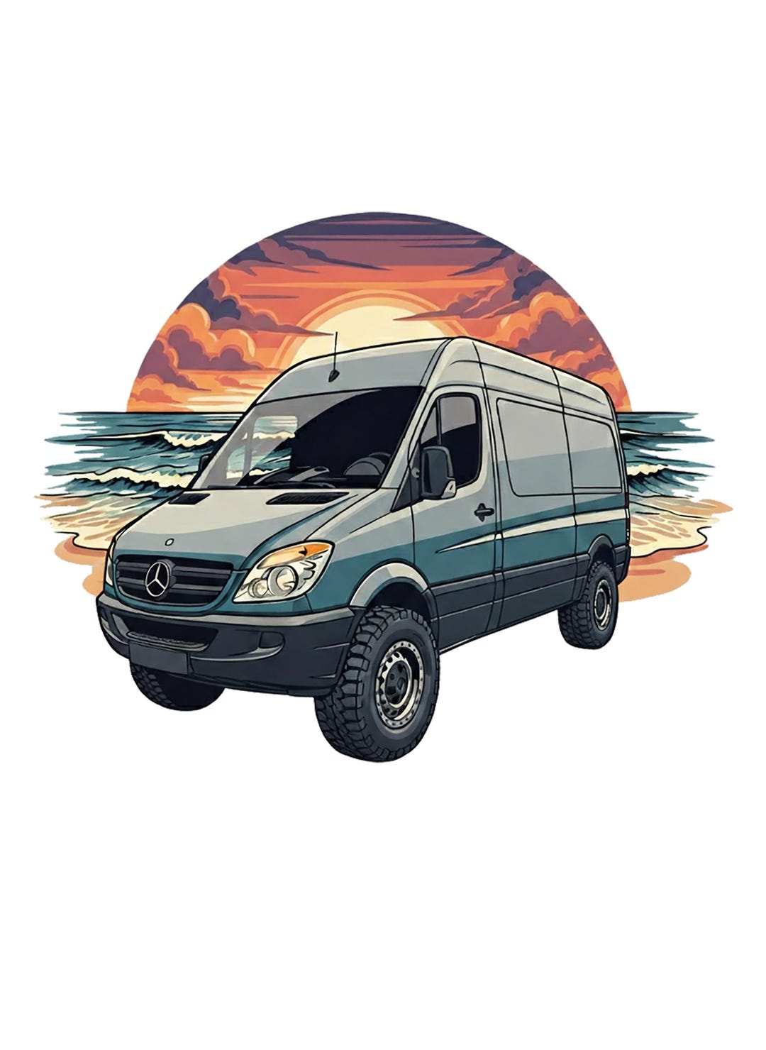 Sprinter Van Sunset Art: Van Life Coastal Decor (digital Download PNG ...