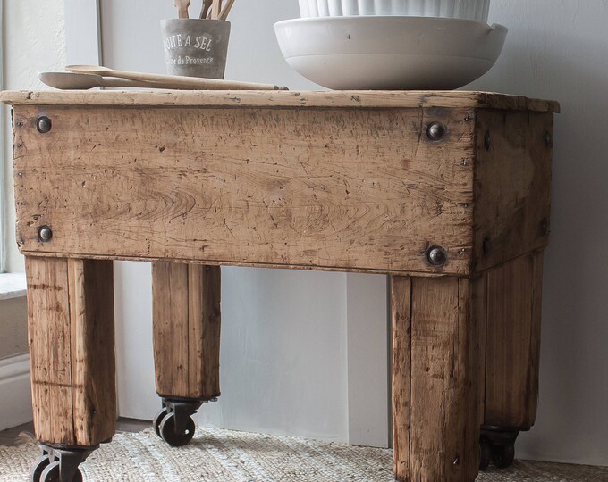 Antique Butcher Table With Casters - Etsy