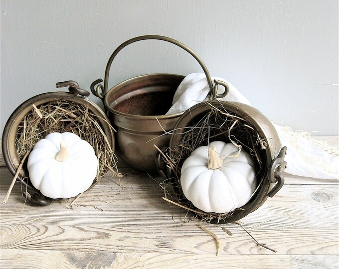 Vintage Copper Pails set of Three - Etsy