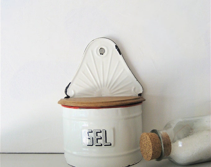 Vintage Metal French Enamel Salt Box - Etsy