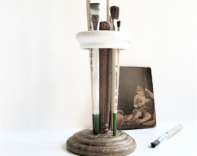 Vintage Wood/porcelain Toothbrush Holder - Etsy