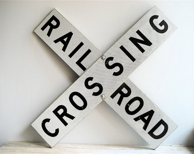 Large Vintage Metal Railroad Crossing Sign - Etsy
