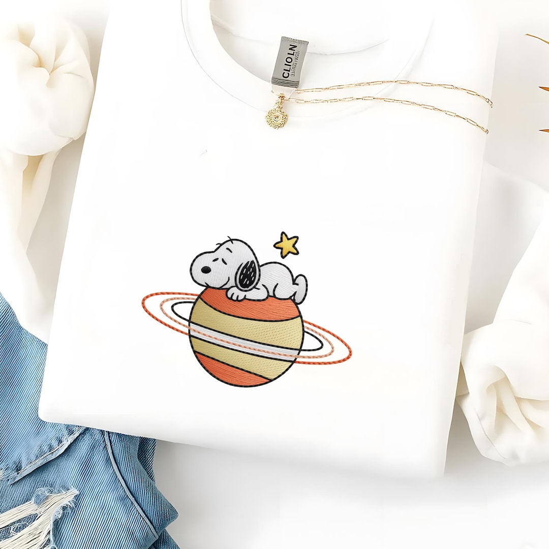 Snoopy Planet Embroidery Design, Space Dog Machine Embroidery File ...