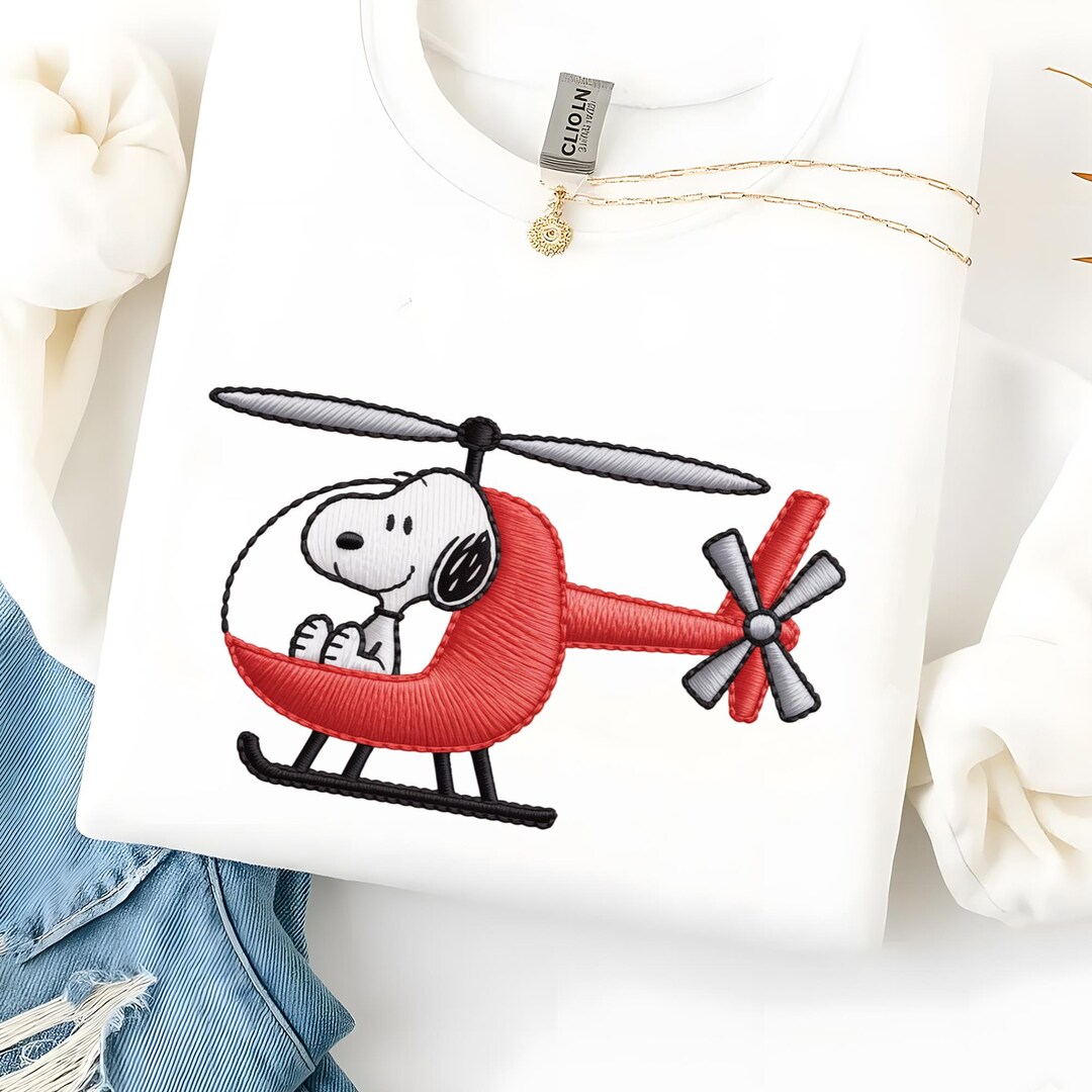 Snoopy Helicopter Embroidery Design, Peanuts Vehicle Machine Embroidery ...