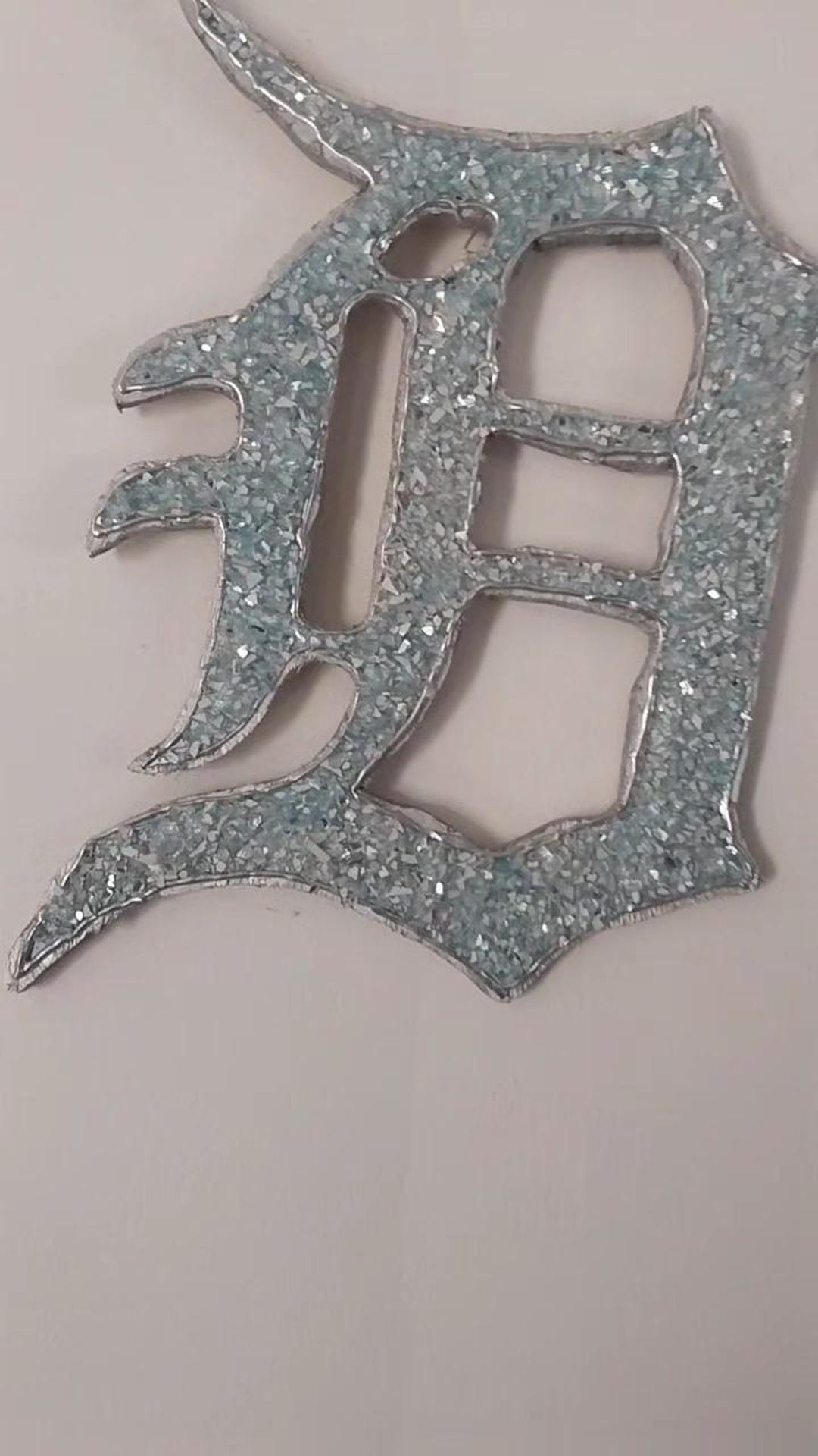 Detroit Old English D Wall Art – Silver Crushed Glass Glitter Decor - Etsy