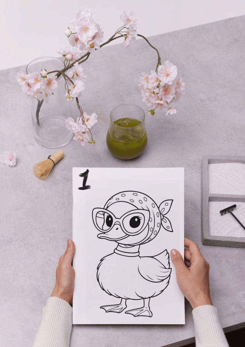 Cartoon Ente Malseite Kinder & Erwachsene druckbare Kunst (Digitaler ...