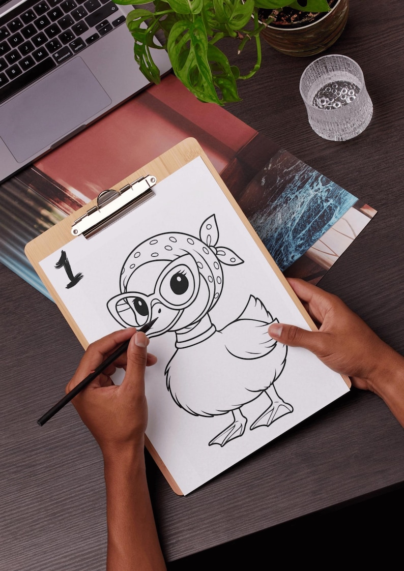 Cartoon Ente Malseite Kinder & Erwachsene druckbare Kunst (Digitaler ...