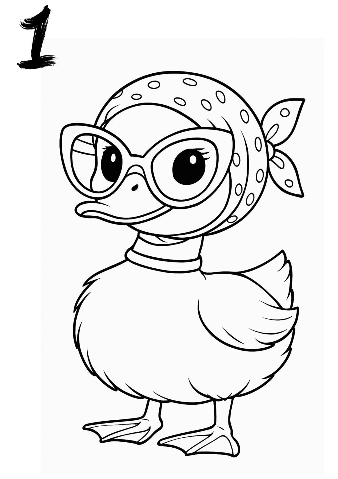 Cartoon Duck Coloring Page Kids & Adults Printable Art (digital ...