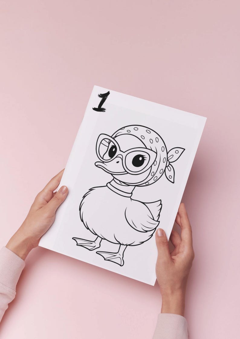 Cartoon Ente Malseite Kinder & Erwachsene druckbare Kunst (Digitaler ...
