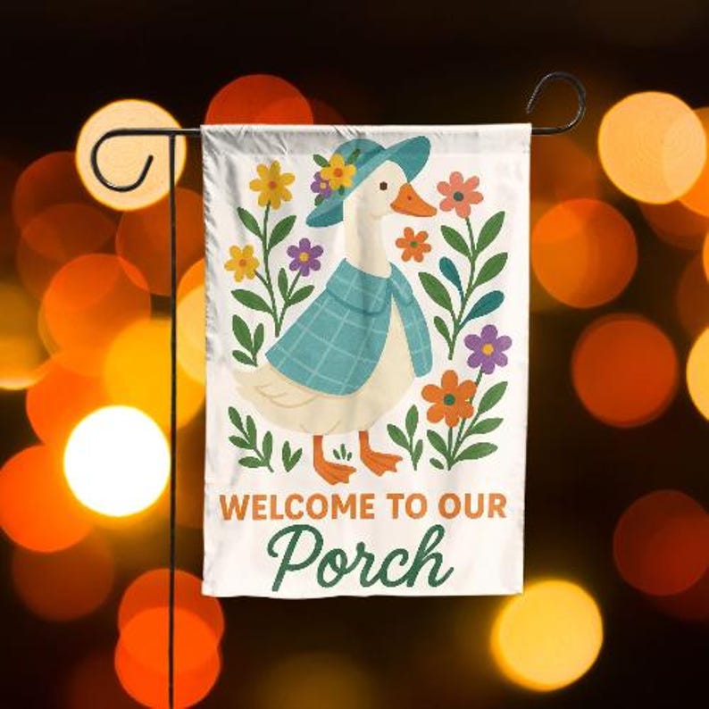 Welcome to Our Porch Goose Flag – Whimsical Farmhouse Garden Banner ...