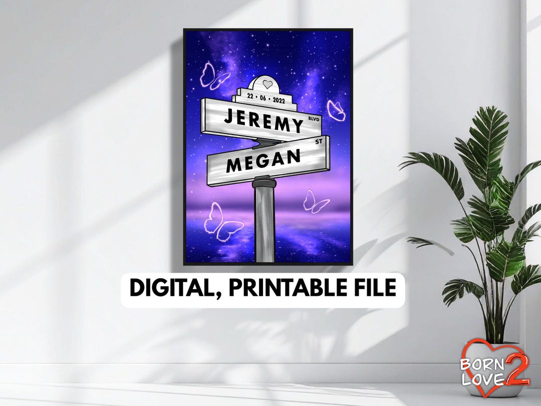 Personalized Couple Names Street Sign: Engagement Gift Wall Art ...