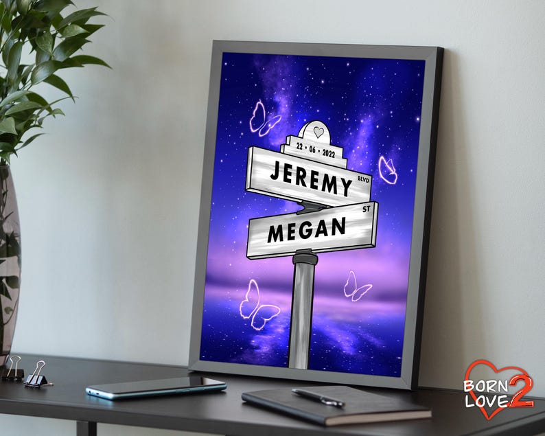 Personalized Couple Names Street Sign: Engagement Gift Wall Art ...